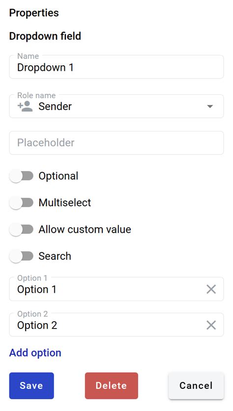 Dropdown Field WhiteDoc Documentation