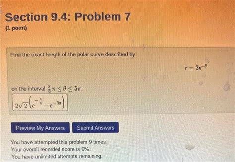 solved section 9 4 problem 7 1 point find the exact