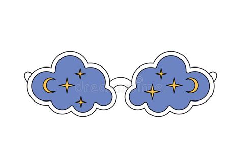 Groovy Sunglasses With White Frames In Shape Of Clouds Moon And Stars