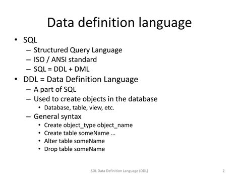 PPT SQL Data Definition Language DDL PowerPoint Presentation Free