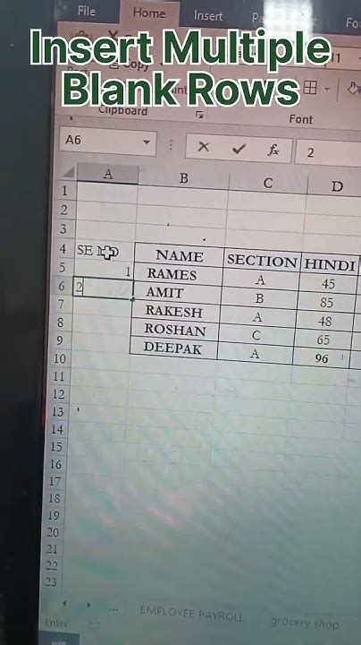 👍 Insert Blank Row Shorts Youtube