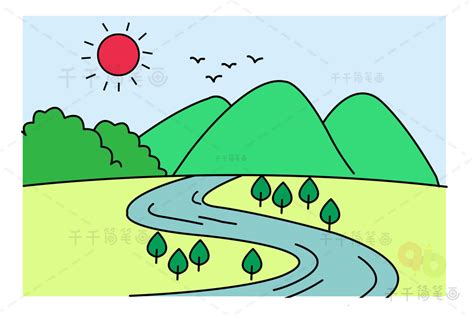 风景画画山水 简单 文秘苑图库