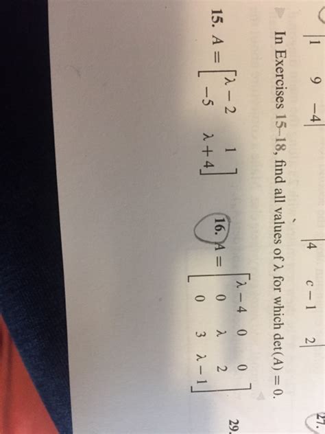 Solved 7 4 C 1 2 In Exercises 15 18 Find All Values Of λ