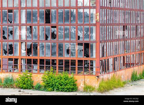 Abandoned Building With Broken Glass Close Up Abandoned Factory Floor