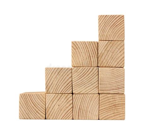 Stairs Of Natural Color Wooden Blocks Sideview Stock Photo Image Of