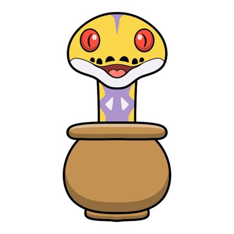 Premium Vector Cute Lavender Reticulated Python Cartoon Inside The Pot