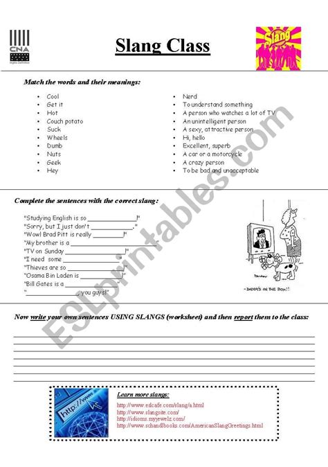 Slang Class Worksheet Esl Worksheet By Cnadaniblonde