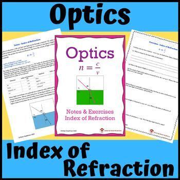 Optics Index Of Refraction By Step By Step Science TpT