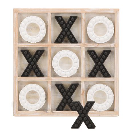 Nikky Home Tic Tac Toe Game Coffee Table Decor 106 Inch Rustic Wooden
