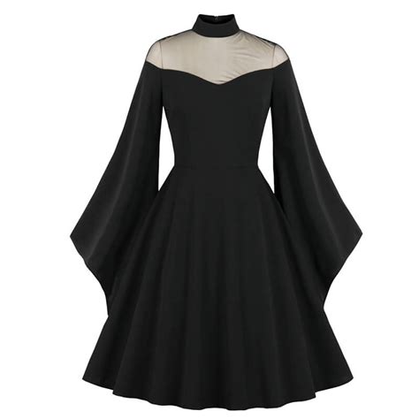 Gothic Mesh Patchwork Flared Sleeve Dress Gthic