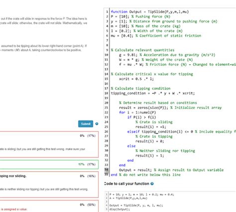 Solved Your TaskWrite A MATLAB Function Called TipSlide That Chegg