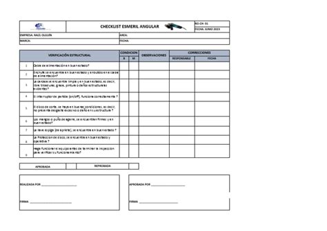 Checklist Esmeril Angular Pdf
