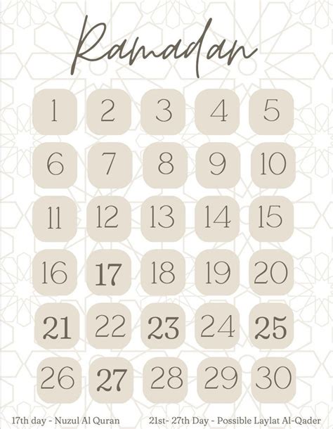 Cute And Simple Ramadan Calendar To Count Down The Days Of Ramadan Fasting Great Ramadan Ts