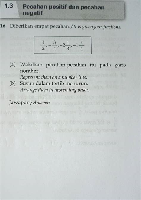 Solved Pecahan Positif Dan Pecahan Negatif Diberikan Empat Pecahan It Is Given Four Fra