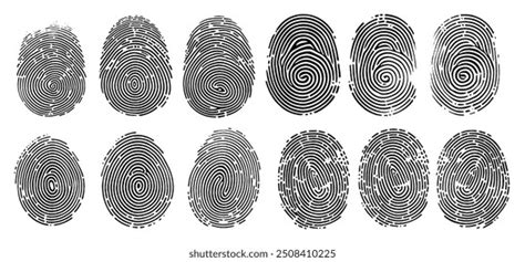 Black Fingerprints Vector White Background Isolated Stock Vector