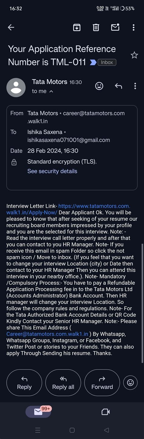 Dr Ishika Saxena On Linkedin Congrats To Me I Got An Final Interview Mail From Tata Motors