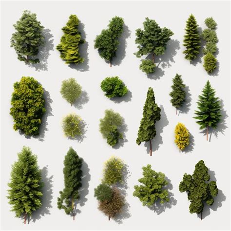 Premium Photo Collection Realistic Trees Isolated On White Background