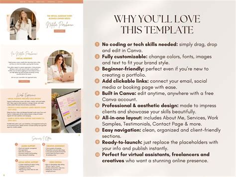 Boho Virtual Assistant Portfolio Canva Website Template Canva