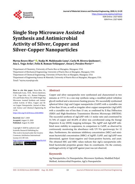 Pdf Single Step Microwave Assisted Synthesis And Antimicrobial
