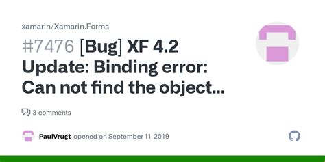 Bug Xf 42 Update Binding Error Can Not Find The Object Referenced