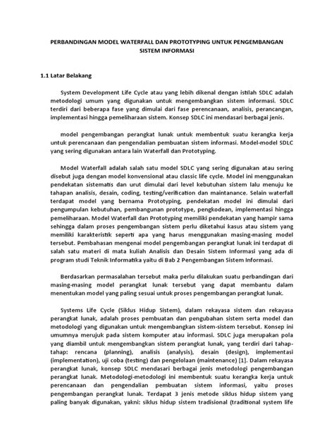 Perbandingan Model Waterfall Dan Prototyping Untuk Pengembangan Sistem