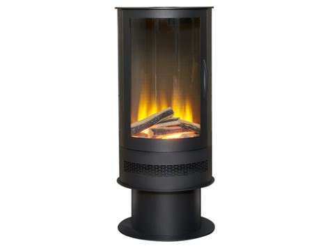 Acantha Orbit Cylinder Electric Stove With Remote In Black Fireplace