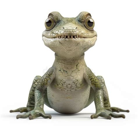 Smiling Cartoon Lizard Adorable Reptile Character Stock Illustration