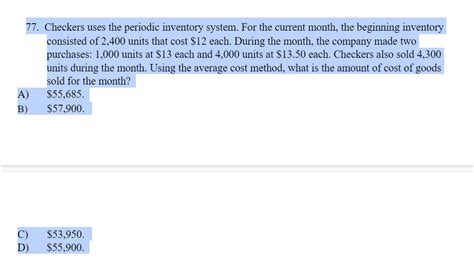 Solved 77 Checkers Uses The Periodic Inventory System For Chegg