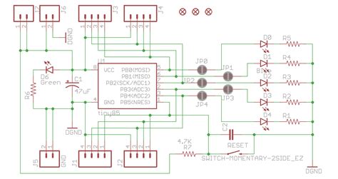 attiny85 breakout with selectable leds osh park