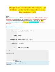 Straighterline Anatomy And Physiology Lab BIO L Lab The Lymphatic System And Immunity