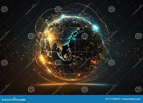 satellite signal hologram ai ui technology global social net created