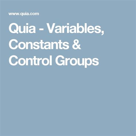 Quia Variables Constants And Control Groups Variables Control Quiz