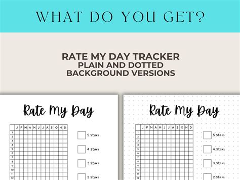 Rate My Day Journal Page Printable Tracker Daily Mood Tracker Year