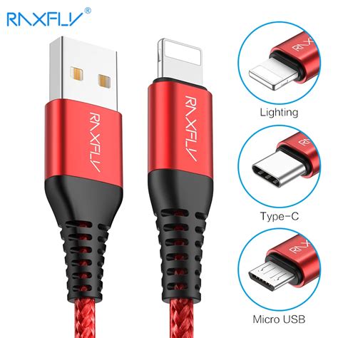 Raxfly Micro Usb Cable For Xiaomi Redmi Note 4 4x Usb Type C Lighting