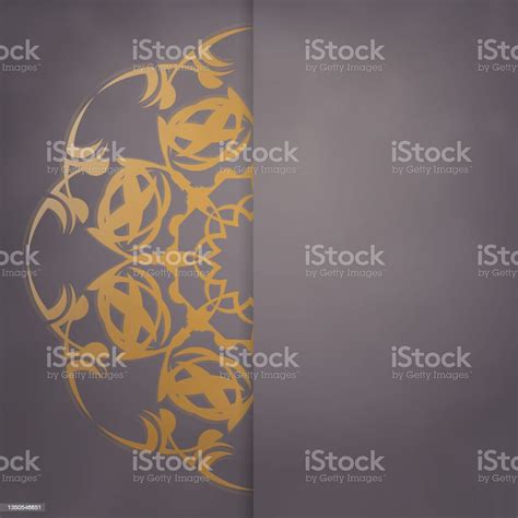 타이포그래피를 위해 준비된 인도 골드 패턴이 있는 갈색엽서 템플릿 0명에 대한 스톡 벡터 아트 및 기타 이미지 0명 그라데이션 모던 양식 Istock