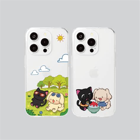 에이블리 단독💘 디자인케이스 산책 빙수 깜냥이 누렁이 하찮은 커플 우정 투명 디자인 젤리 폰케이스 국내제작 투명케이스 S25엣지 16e S24fe 갤럭시a A82 Lg