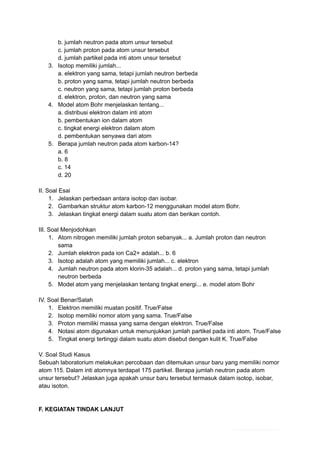 Modul Ajar Kimia XI Pertemuan Ke Struktur Atom PDF