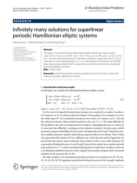 Pdf Infinitely Many Solutions For Superlinear Periodic Hamiltonian Elliptic Systems