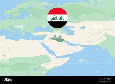 Map Illustration Of Iraq With The Flag Cartographic Illustration Of