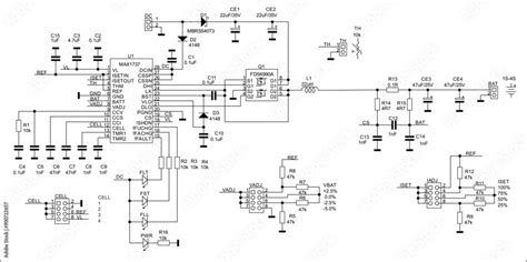 Technical Schematic Diagram Of Electronic Device Vector Drawing Electrical Circuit With