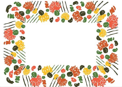 Rectangular Colorful Frame With Flowers Cacti And Geometric Elements
