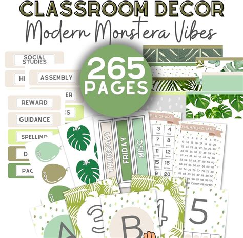 Monstera Classroom Decor Bundle Modern Classroom Customizable