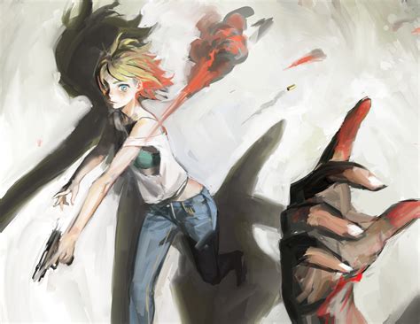 Blonde Hair Blood Blue Eyes Bra Gun Nababa Original Red Hair Shirt