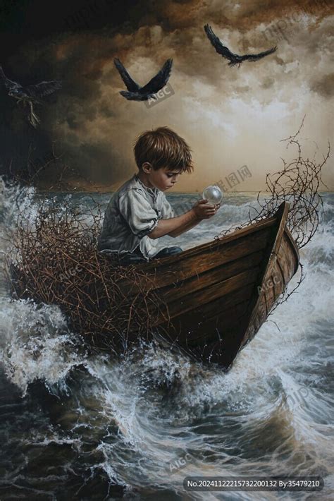 Ai创作图扬帆踏浪油画 海神驾船 超现实画作 超现实主义画作 海上航行油画 钓鱼3d画 海面立体画 立体画展海景立体画 捕鱼装饰画 超现实主义