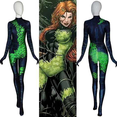 Po I Son Ivy Cosplay Pamela Lillian Isley Costume Girls Woman Bodysuit