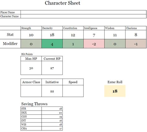 How To Make A Character Sheet Spreadsheet