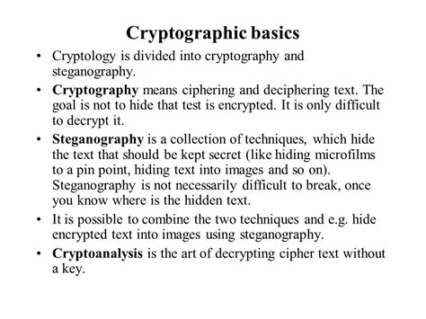 Cryptographic Basics Cryptology Is Divided Into Cryptography And