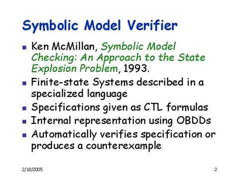 introduction to smv 2182005 1 symbolic model verifier