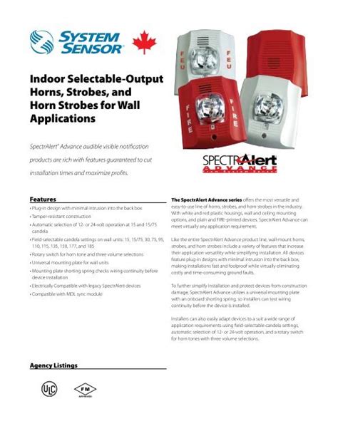 Data Sheet System Sensor Canada