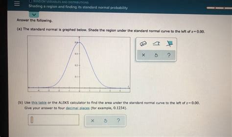 solved random variables and distributions shading a region